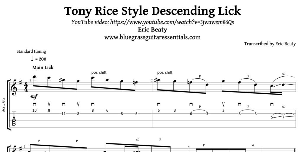 Bluegrass Guitar Tablature by Eric Beaty